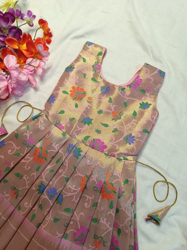 Brocade Paithani Frock for Kids
