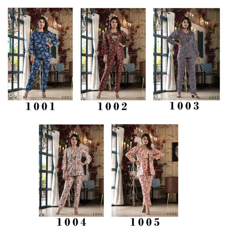 Co-Ordinate Set Design | Soft Silk | Digital Print & Handwork